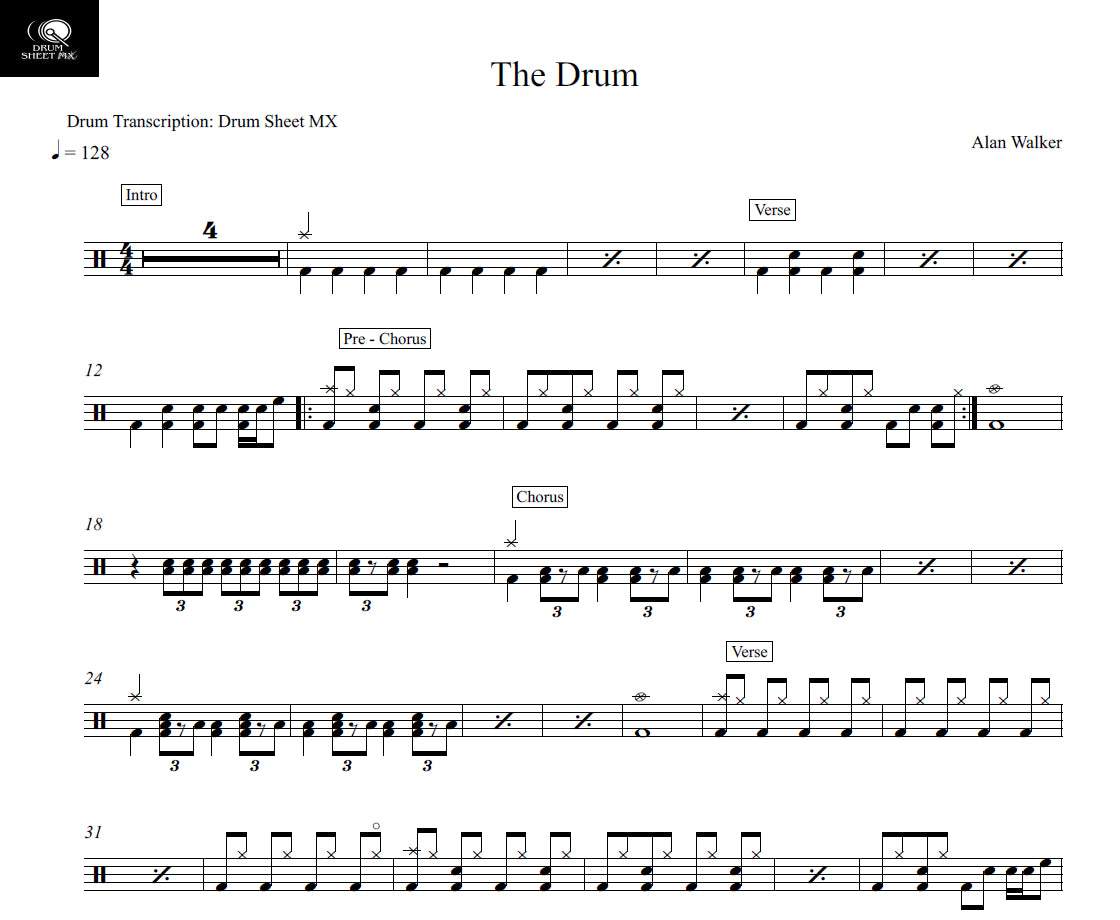 The Drum - Alan Walker - Drum Sheet Music - Drum Sheet MX – DrumSetSheetMusic