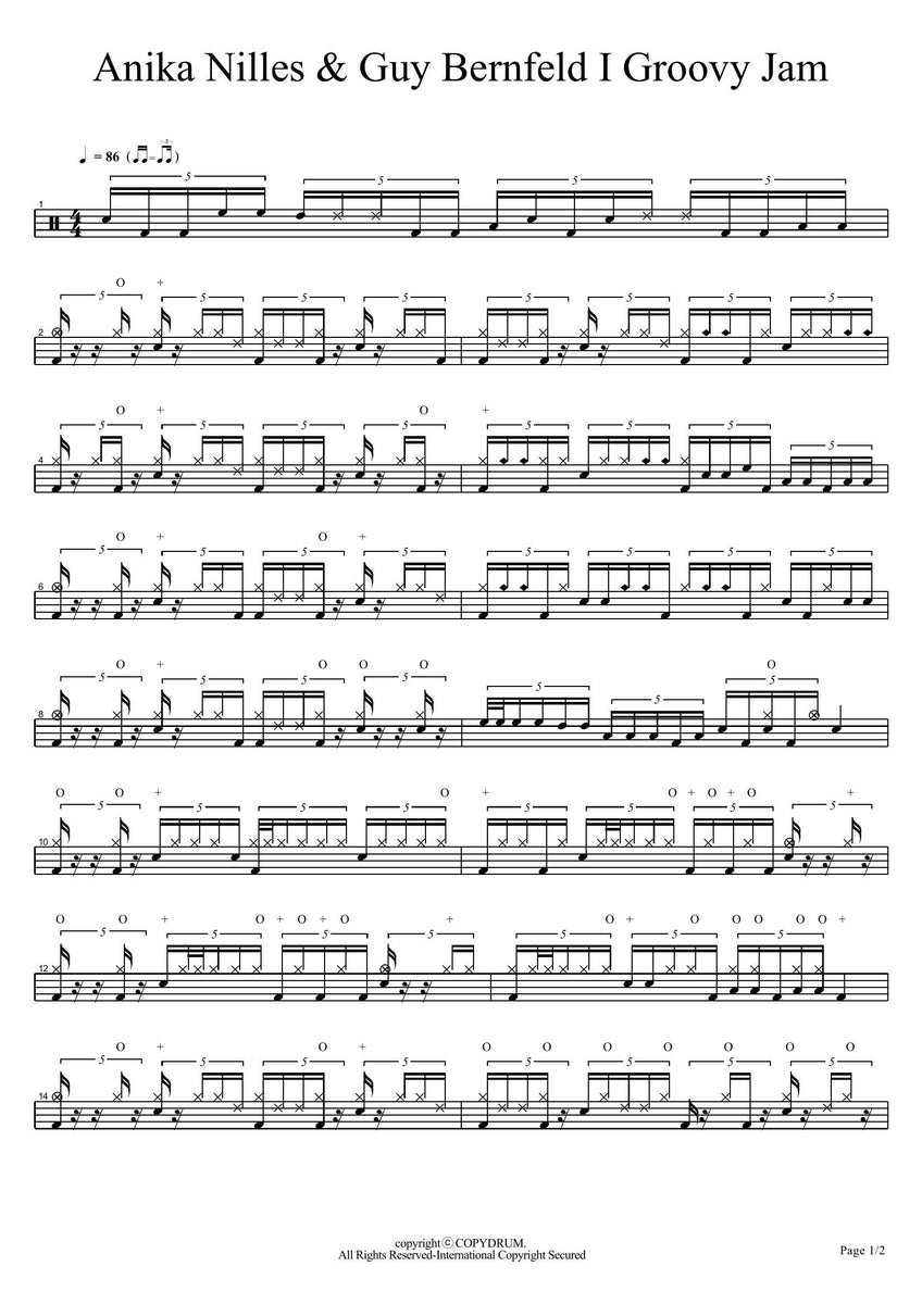 I Groovy Jam - Anika Nilles & Guy Bernfeld - Full Drum Transcription / – DrumSetSheetMusic