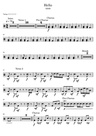 Hello - Adele - Drum Sheet Music - – DrumSetSheetMusic
