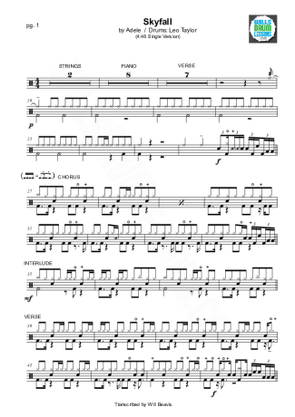 Skyfall - Adele - Drum Sheet Music - AriaMus.com – DrumSetSheetMusic