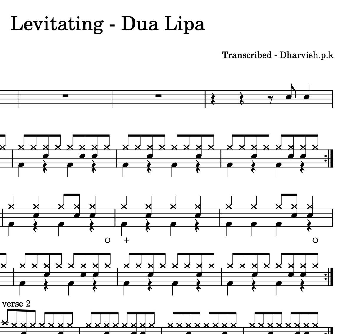 Levitating - Dua Lipa - Drum Sheet Music - Dharvish PK – DrumSetSheetMusic