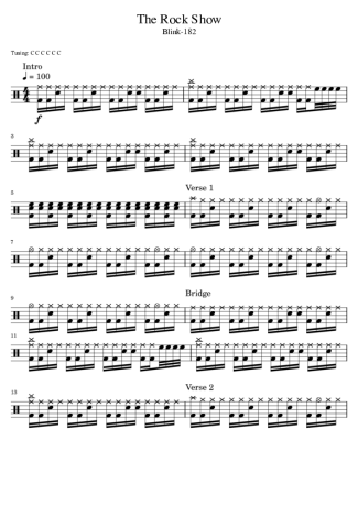 The Rock Show - Blink 182 - Drum Sheet Music - AriaMus.com – DrumSetSheetMusic