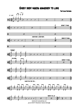 Everybody Needs Somebody to Love - The Blues Brothers - Drum Sheet Music - AriaMus.com ...