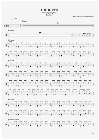 The River - Bruce Springsteen - Drum Sheet Music - AriaMus.com ...