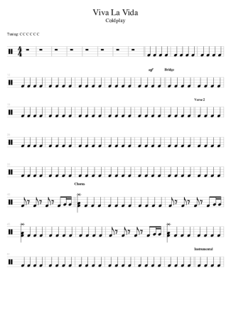 Viva La Vida - Coldplay - Drum Sheet Music - AriaMus.com ...