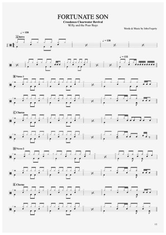 Fortunate Son - Creedence Clearwater Revival (CCR) - Drum Sheet Music - AriaMus.com ...