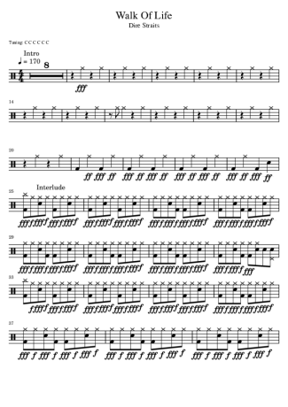 Walk of Life - Dire Straits - Drum Sheet Music - AriaMus.com – DrumSetSheetMusic