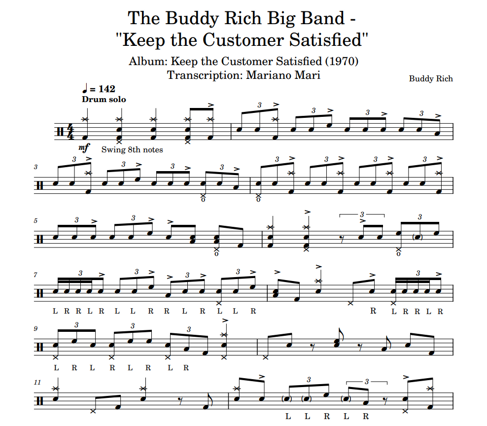 Keep the Customer Satisfied - The Buddy Rich Big Band - Drum Sheet Music - Mari ...