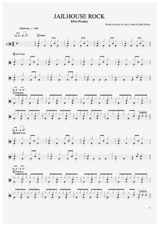 Jailhouse Rock - Elvis Presley - Drum Sheet Music - AriaMus.com – DrumSetSheetMusic