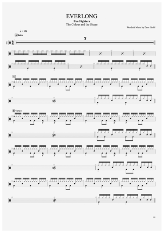Everlong - Foo Fighters - Drum Sheet Music - AriaMus.com ...