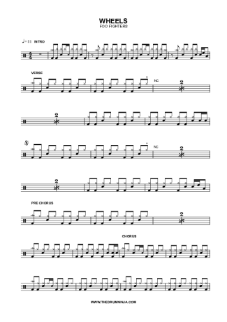 Wheels - Foo Fighters - Drum Sheet Music - AriaMus.com – DrumSetSheetMusic