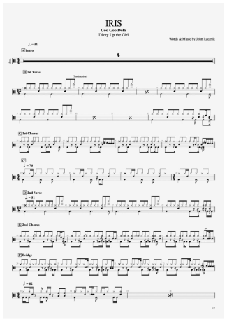Iris - Goo Goo Dolls - Drum Sheet Music - AriaMus.com – DrumSetSheetMusic