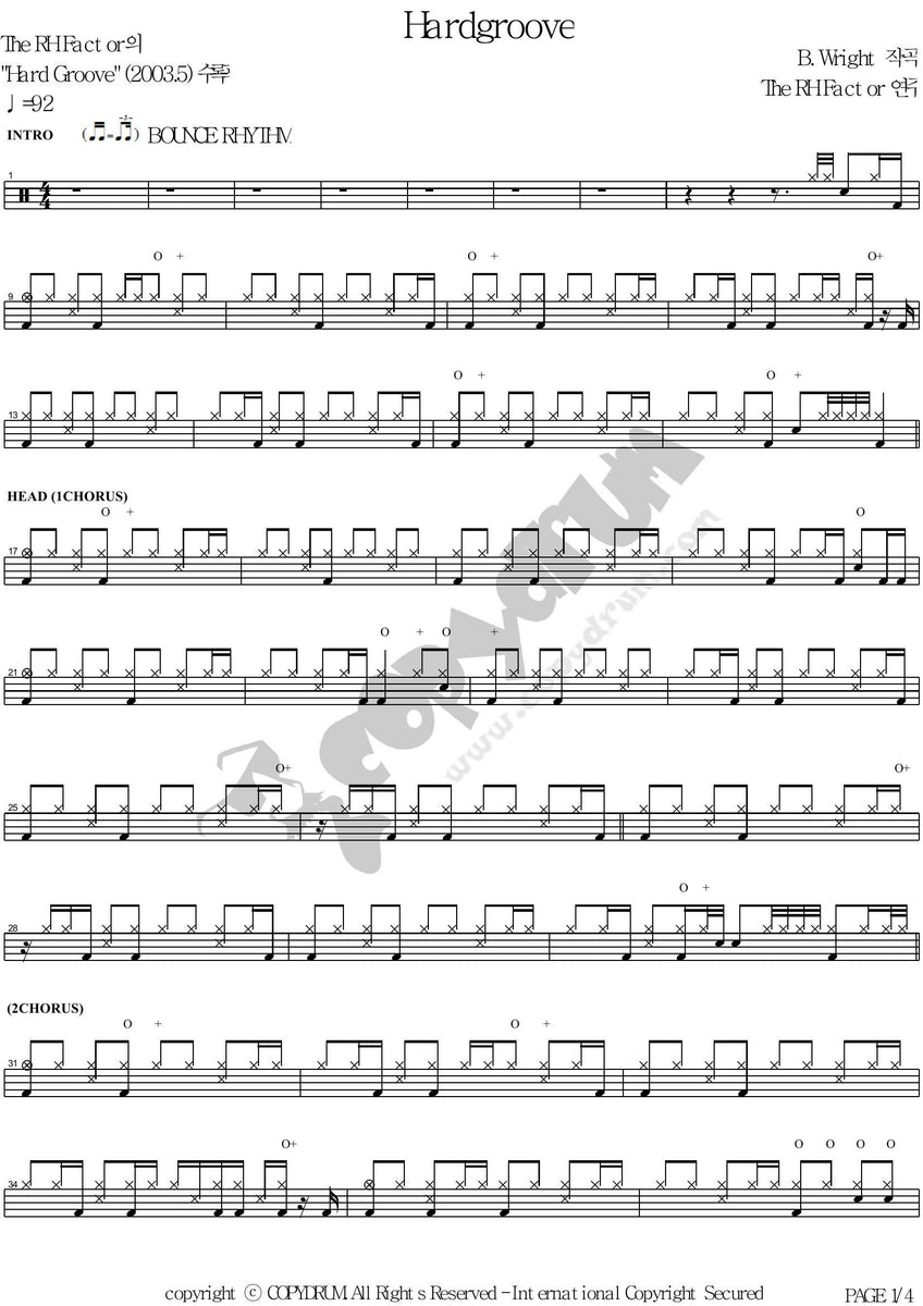 Hardgroove - RH Factor - Full Drum Transcription / Drum Sheet Music - – DrumSetSheetMusic
