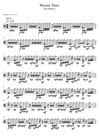 Wasted Years - Iron Maiden - Drum Sheet Music - AriaMus.com – DrumSetSheetMusic