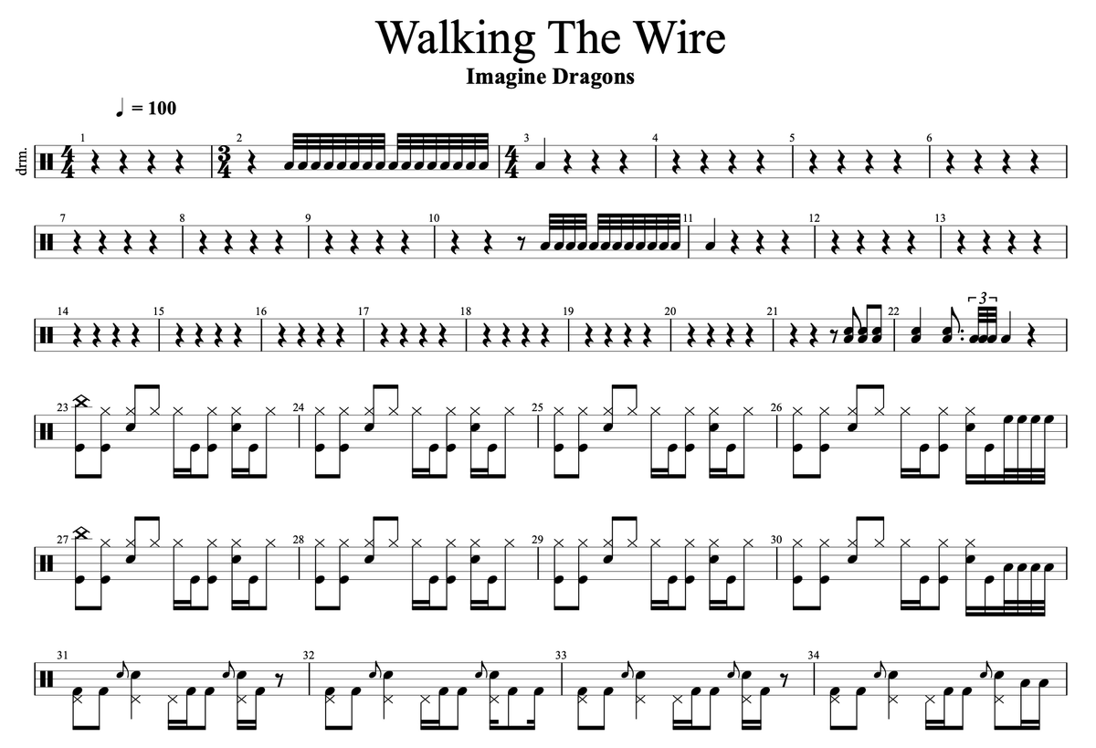 Walking the Wire - Imagine Dragons - Drum Sheet Music - Cyril Mayer ...