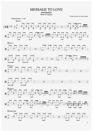 A Message to Love - Jimi Hendrix - Drum Sheet Music - AriaMus.com – DrumSetSheetMusic