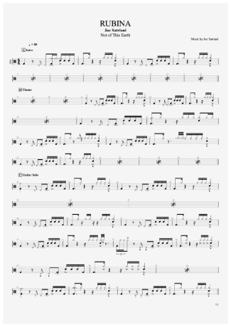 Rubina - Joe Satriani - Drum Sheet Music - AriaMus.com – DrumSetSheetMusic