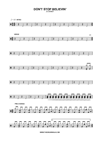 Don't Stop Believin' - Journey - Drum Sheet Music - AriaMus.com ...