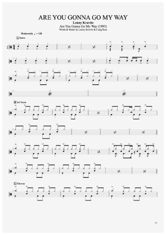 Are You Gonna Go My Way - Lenny Kravitz - Drum Sheet Music - AriaMus.com – DrumSetSheetMusic