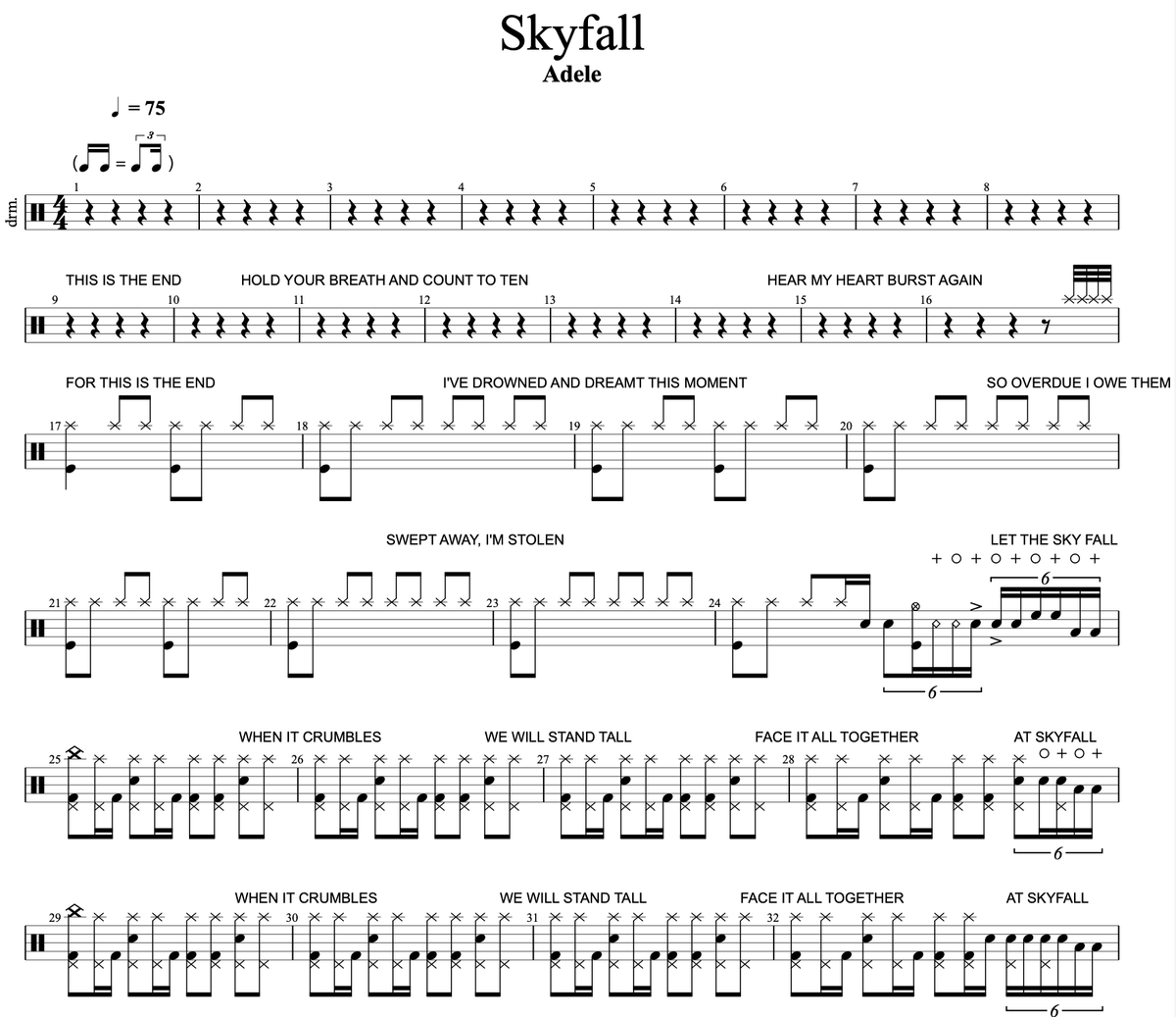 Skyfall - Adele - Drum Sheet Music - Cyril Mayer – DrumSetSheetMusic