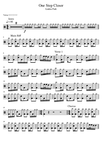One Step Closer - Linkin Park - Drum Sheet Music - – DrumSetSheetMusic