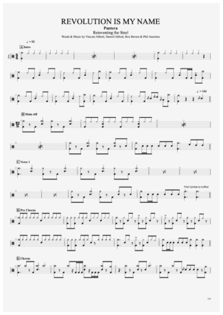 Revolution Is My Name - Pantera - Drum Sheet Music - AriaMus.com – DrumSetSheetMusic