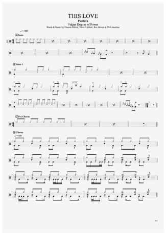 This Love - Pantera - Drum Sheet Music - AriaMus.com – DrumSetSheetMusic