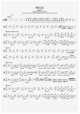 Walk - Pantera - Drum Sheet Music - AriaMus.com – DrumSetSheetMusic