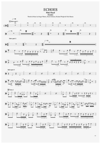 Echoes - Pink Floyd - Drum Sheet Music - AriaMus.com – DrumSetSheetMusic