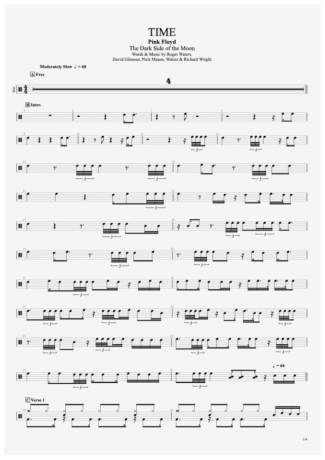 Time - Pink Floyd - Drum Sheet Music - AriaMus.com – DrumSetSheetMusic