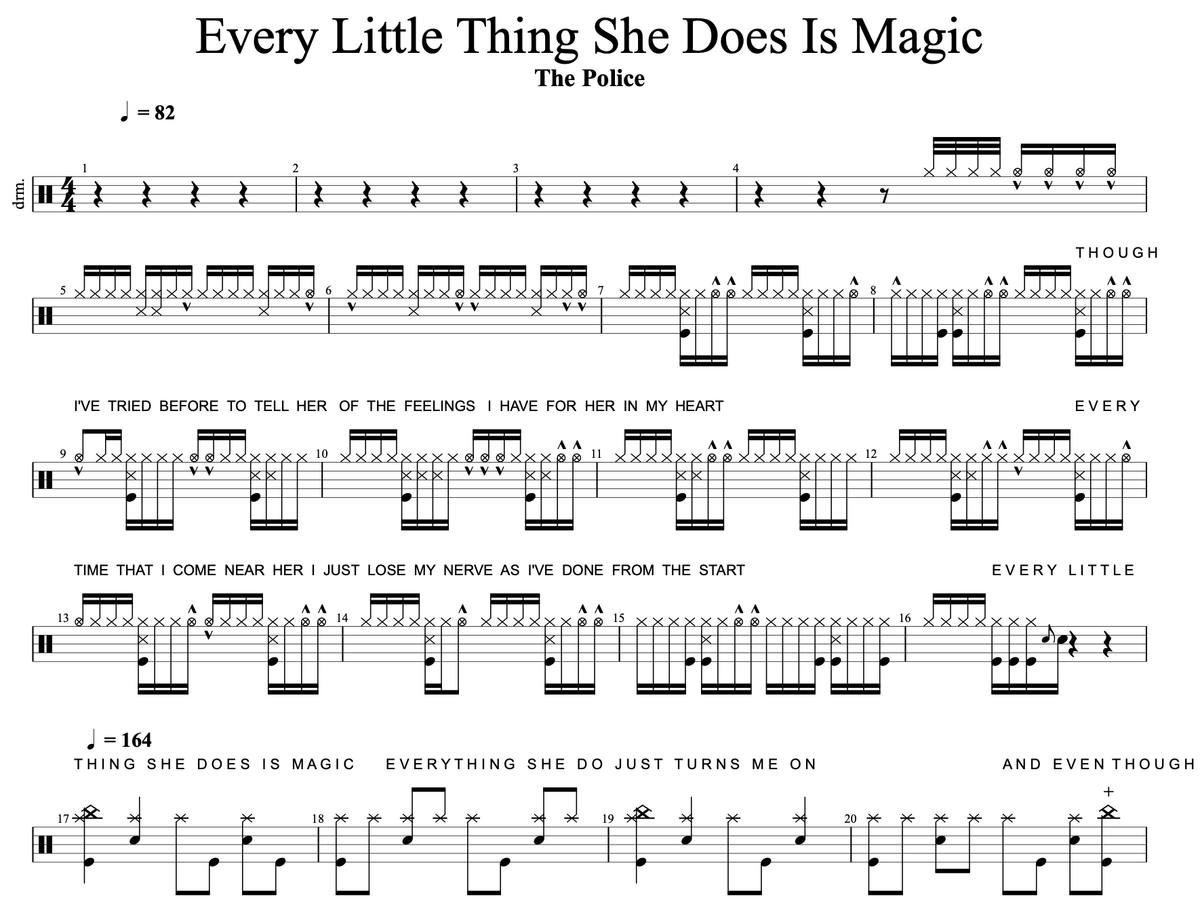 Every Little Thing She Does Is Magic - The Police - Drum Sheet Music ...
