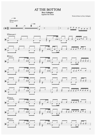 At the Bottom - Rory Gallagher - Drum Sheet Music - AriaMus.com – DrumSetSheetMusic