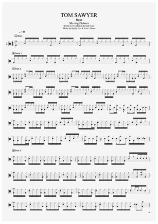 Tom Sawyer - Rush - Drum Sheet Music - AriaMus.com – DrumSetSheetMusic