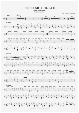 The Sound of Silence - Simon & Garfunkel - Drum Sheet Music - AriaMus.com – DrumSetSheetMusic
