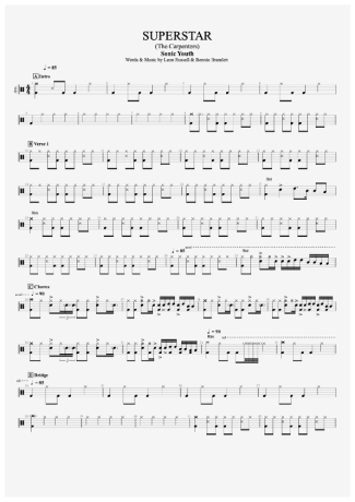 Superstar (The Carpenters) - Sonic Youth - Drum Sheet Music - AriaMus ...