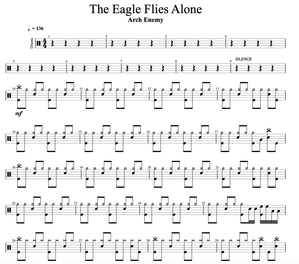 The Eagle Flies Alone - Arch Enemy - Drum Sheet Music - Cyril Mayer – DrumSetSheetMusic