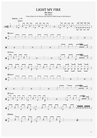 Light My Fire - The Doors - Drum Sheet Music - AriaMus.com – DrumSetSheetMusic