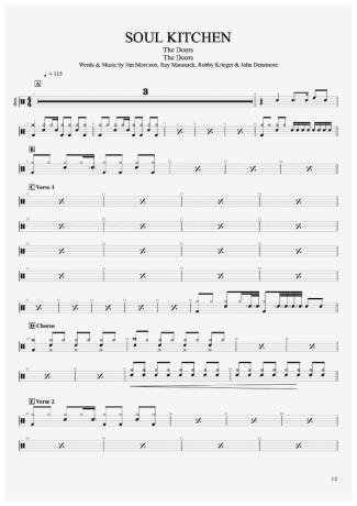 Soul Kitchen - The Doors - Drum Sheet Music - AriaMus.com – DrumSetSheetMusic