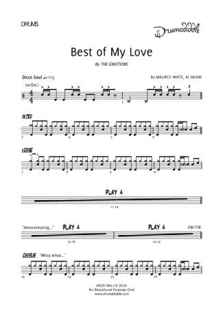 Best of My Love - The Emotions - Drum Sheet Music - AriaMus.com – DrumSetSheetMusic