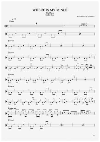 Where Is My Mind? - Pixies - Drum Sheet Music - AriaMus.com – DrumSetSheetMusic