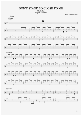 Don't Stand so Close to Me - The Police - Drum Sheet Music - AriaMus ...