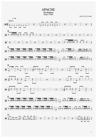 Apache - The Shadows - Drum Sheet Music - AriaMus.com – DrumSetSheetMusic