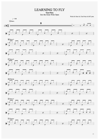 Learning to Fly - Tom Petty - Drum Sheet Music - AriaMus.com – DrumSetSheetMusic