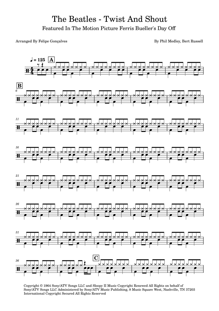 Twist and Shout - The Beatles - Drum Sheet Music - SheetMusicDirect.com ...