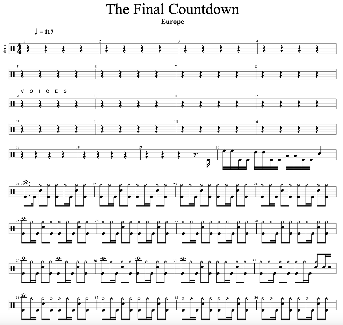 Final Countdown - Europe - Drum Sheet Music - Cyril Mayer ...