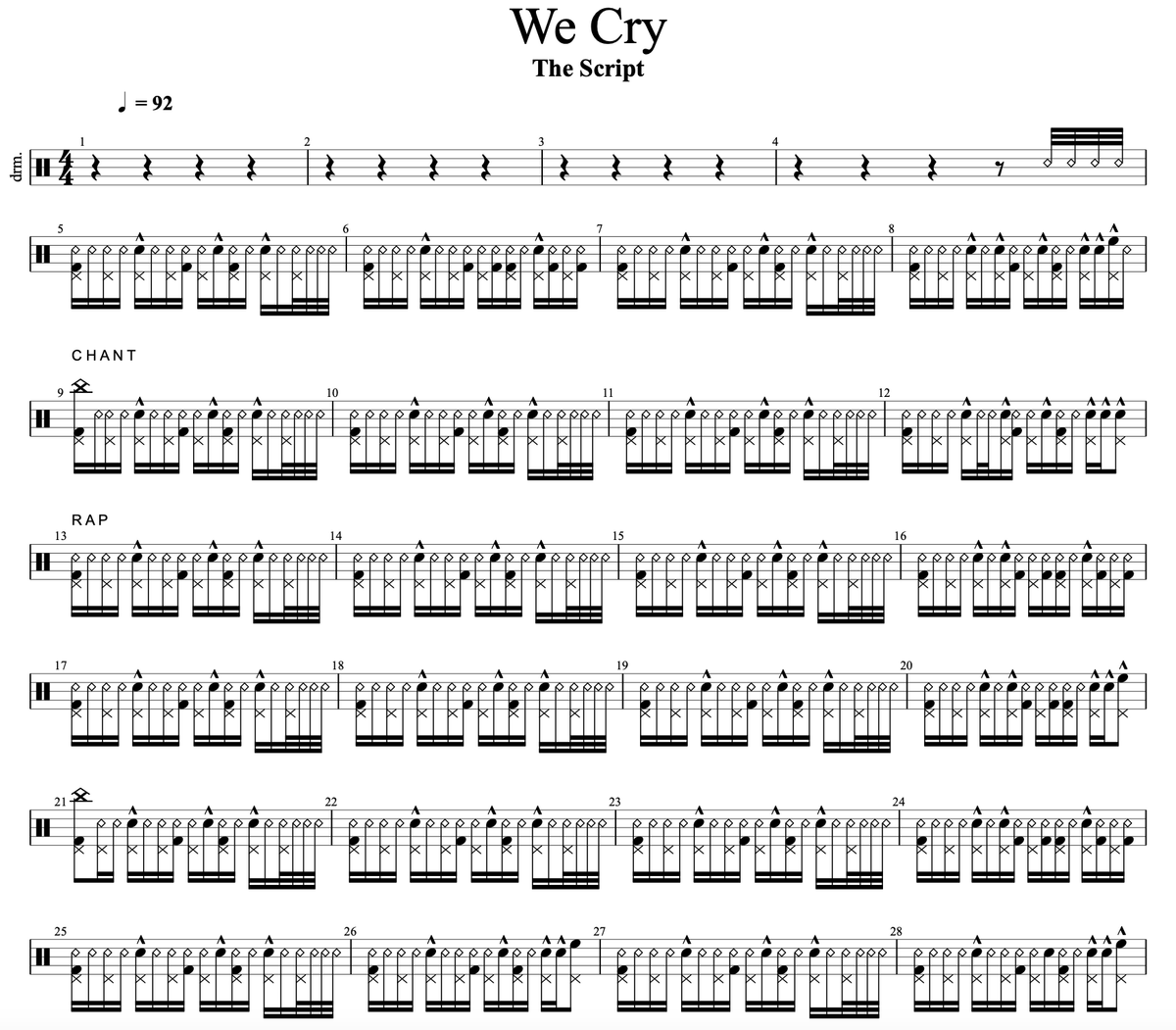 We Cry - The Script - Drum Sheet Music - Cyril Mayer – DrumSetSheetMusic