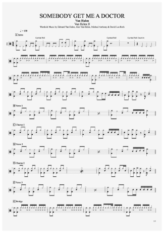 Somebody Get Me a Doctor - Van Halen - Drum Sheet Music - AriaMus.com – DrumSetSheetMusic