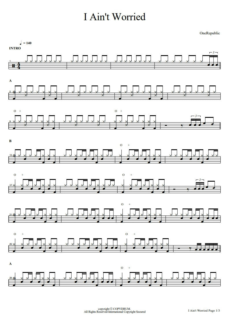 I Ain't Worried (from Top Gun: Maverick) - OneRepublic - Drum Sheet ...