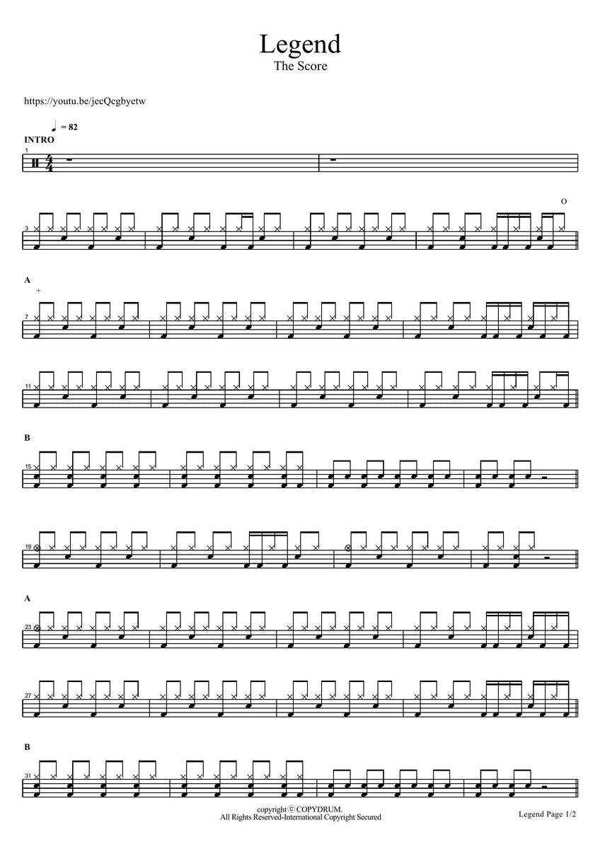 Legend - The Score - Full Drum Transcription / Drum Sheet Music - COPY – DrumSetSheetMusic