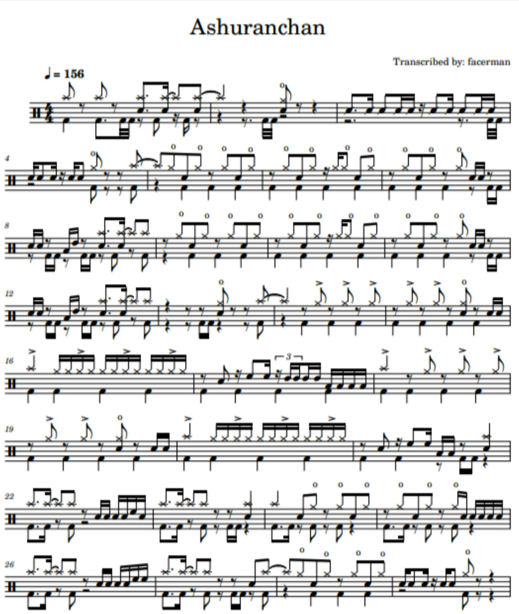 Ashura Chan (阿修羅ちゃん) - Ado - Drum Sheet Music - Facerman – DrumSetSheetMusic